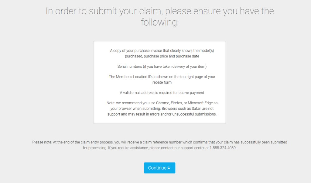 Below is an example of how to submit your rebate online.