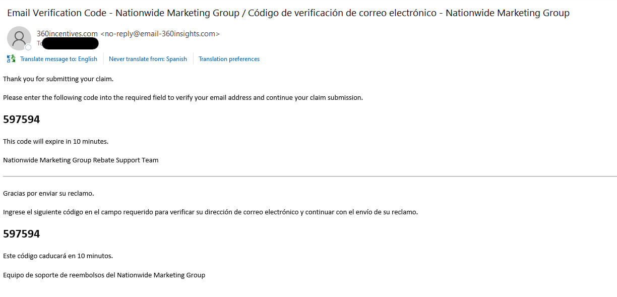 Below is an example of how to submit your rebate online.